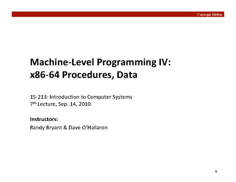 07 Machine Data 07 Machine Data 1 Machine ­‐level Programming Iv