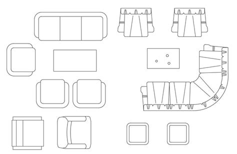 Free Dwg Sofa Cad Blocks In 2d Top View For Designers