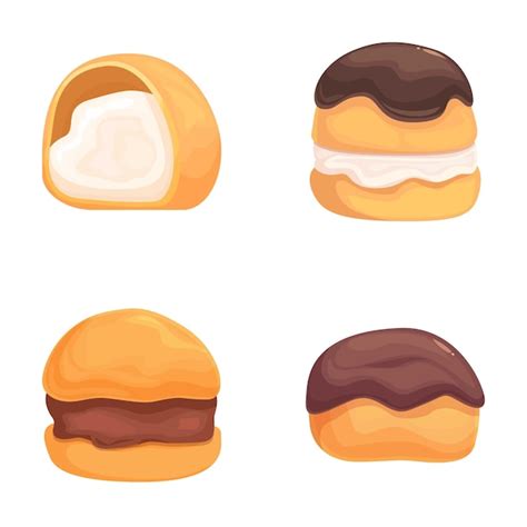 Conjunto De Iconos De Pastelería Dulce Vector Premium