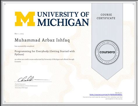 Muhammad Arbaz Ishfaq On Linkedin Pythonprogramming Coursera
