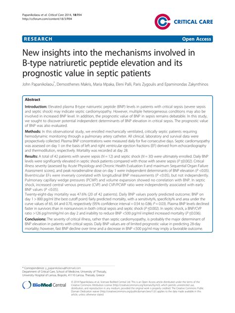 PDF New Insights Into The Mechanisms Involved In B Type Natriuretic Peptide Elevation And Its