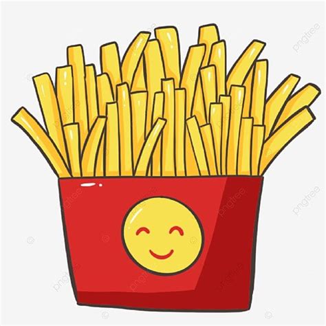 Comida De Desenho Animado Original Pintada à Mão Comida De Batata Frita