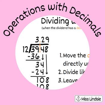 Dividing With Decimals By Miss Lindsie TPT