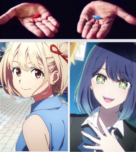 Slice Of Anime 💛 On Twitter Red Or Blue ️💙 Chisato Lycoris Recoil Or Akane Oshi No Ko