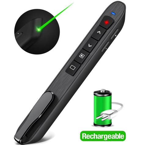 Rechargeable Wireless Presenter For Powerpoint Presentation PPT Green Light Pointer Remote