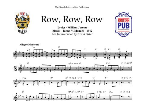 Row Row Row Sheet Music Neil Baker Accordion