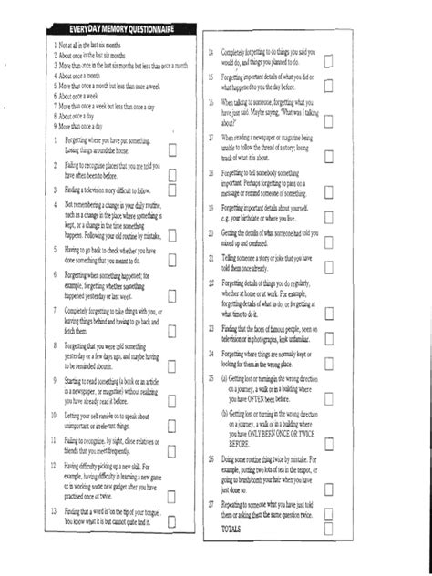 everyday memory questionnaire 5 pdf