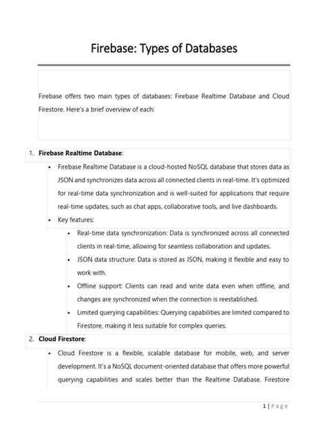 Firebase Realtime Database Pdf No Sql Databases