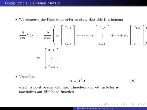 Hessian Matrices In Statistics