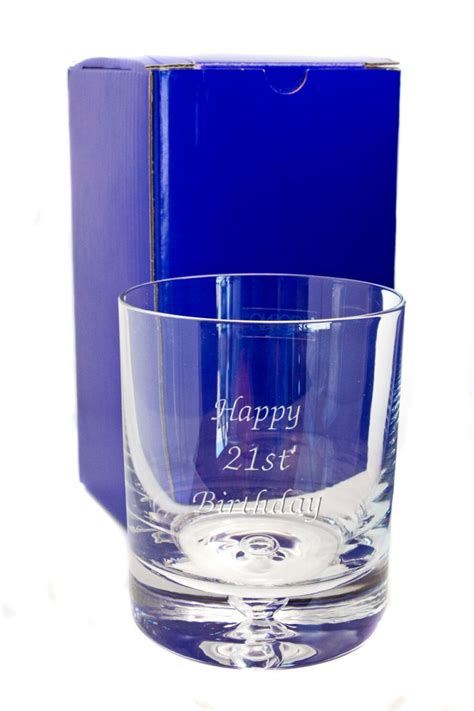 Bubble Base Crystal Whisky Glasses Personalised County Engraving