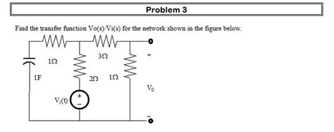 Solved Problem 3find The Transfer Function Vosvis ﻿for The