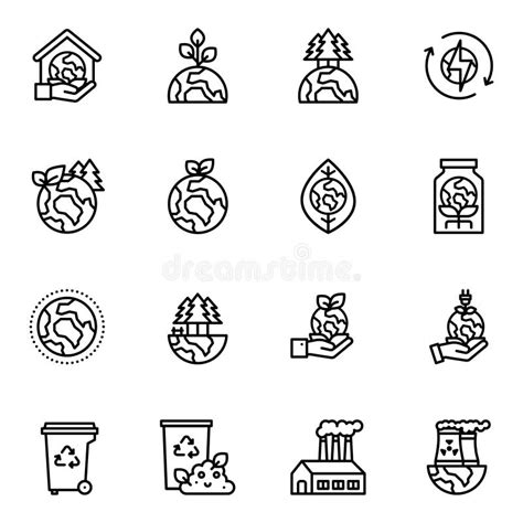 Earth Day Ecology And Environment Icon Set Nature Renewable Energy Icons Stock Vector