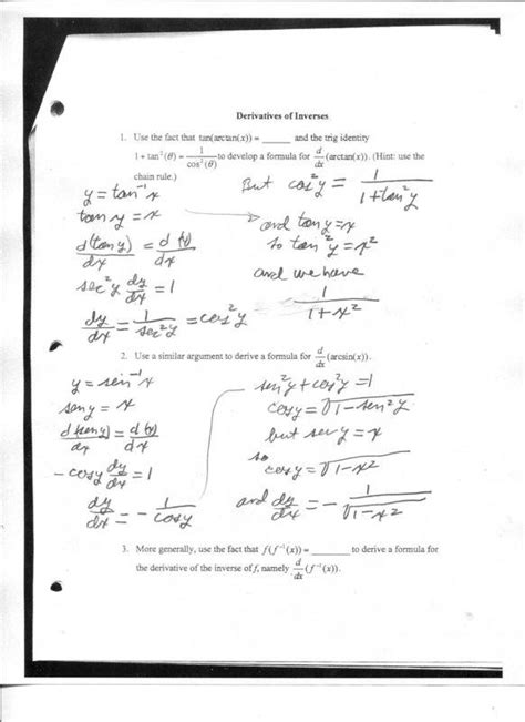 How Do I Calculate The Derivative Of The Inverse Sin And Inverse Tan