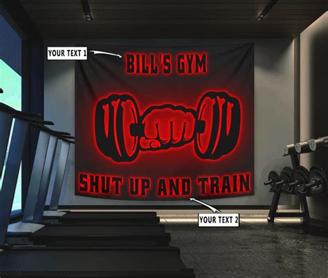 Personalized Gym Banner Flag Tapestry Home Gym Bodybuilding Dumbbell