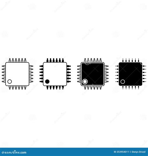 Chip Vector Icon Set Microchip Illustration Symbol Collection Cpu