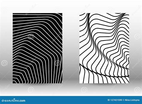 Set Of Abstract Patterns With Distorted Lines Stock Vector