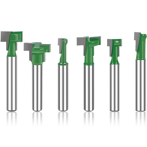 Toorise 6pcs 1 4inch Shank Keyhole Router Bits Set Carbide T Slot Router Bit Multipurpose T