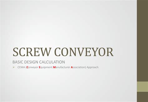 SOLUTION Screw Conveyor Basic Design Calculation Studypool