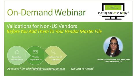 On Demand Webinar Validations For Non US Vendors Before You Add Them
