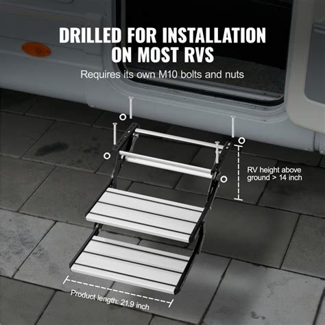Vevor Rv Steps 2 Step Manual Retractable Rv Stairs Foldable 440 Lbs