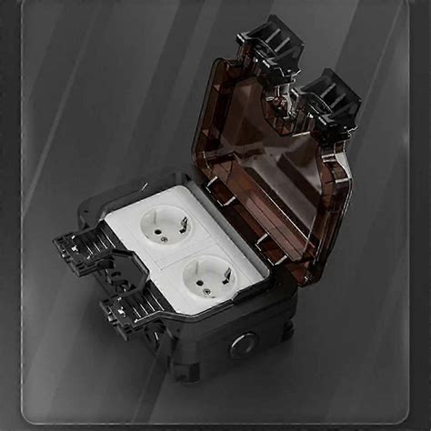 Ip66 Waterproof Socket 220v Black Wall Plug Power With Built In Switch Electrical Eu Home