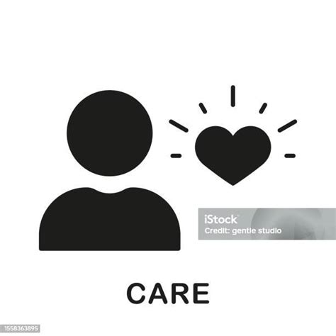 실루엣 아이콘을 돌보고 사랑하십시오 하트 모양의 단색 기호를 가진 사람 자선 및 자선 서명 우정 가족 지원 글리프 픽토그램 격리된 벡터 그림 0명에 대한 스톡 벡터 아트 및