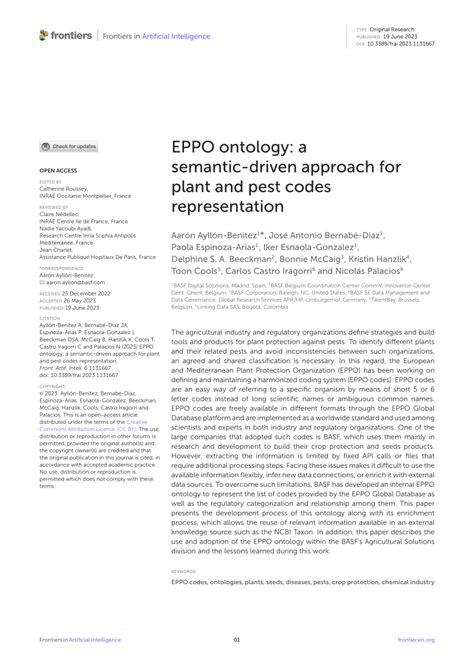 Pdf Eppo Ontology A Semantic Driven Approach For Plant And Pest Codes Representation