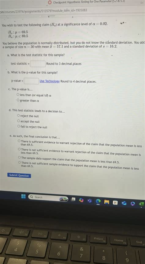 Checkpoint Hypothesis Testing For One Parameter 52 And 53 Omcourses