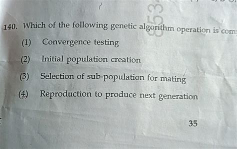 Which Of The Following Genetic Algorithm Studyx