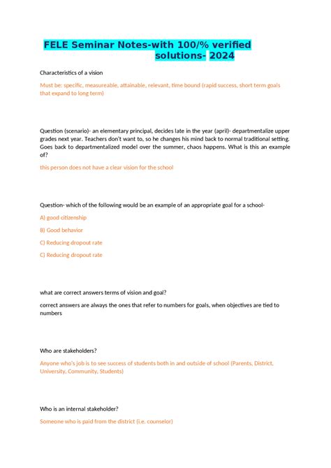 Fele Seminar Notes With Verified Solutions Docx Exams