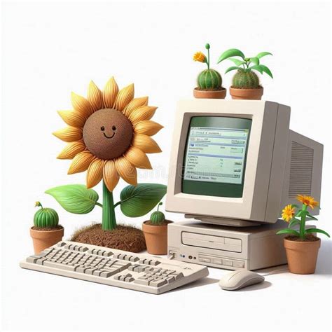 The First Generation Desktop Computer On White Background Stock Illustration Illustration Of