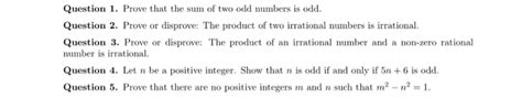 Solved Prove That The Sum Of Two Odd Numbers Is Odd Prove