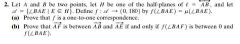 Solved Let A And B Be Two Points Let H Be One Of The Chegg Com