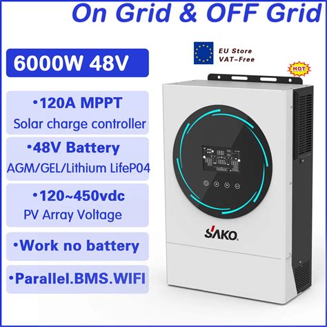 Hybrydowy Inwerter S Oneczny 6000W 48V Z Czysta Fala Sinusoidalna 120A