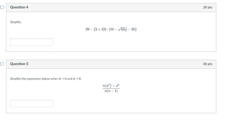 Solved Question 4 Simplify 29 5 3 8 1064 50 Question Chegg