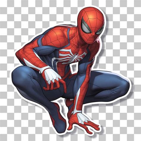 🕷️ Free Spider Man Crouching Hero Sticker Png Marvel Clipart
