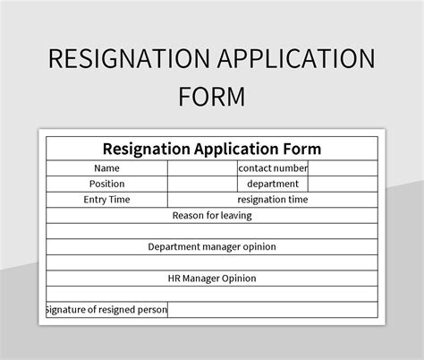 Resignation Resignation Resignation Application Form Excel Template And Google Sheets File For