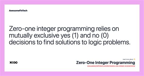 Zero One Integer Programming Awesomefintech Blog