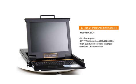 Single Rail 17 24 Port CAT5 LCD KVM Switch Kinan High Quality KVM Switch KVM Console KVM