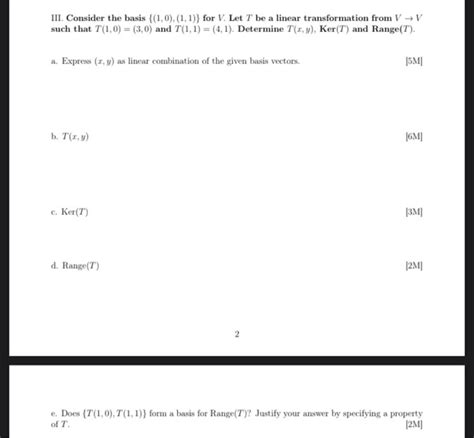 Solved Iv Let T V V Be The Linear Transformation