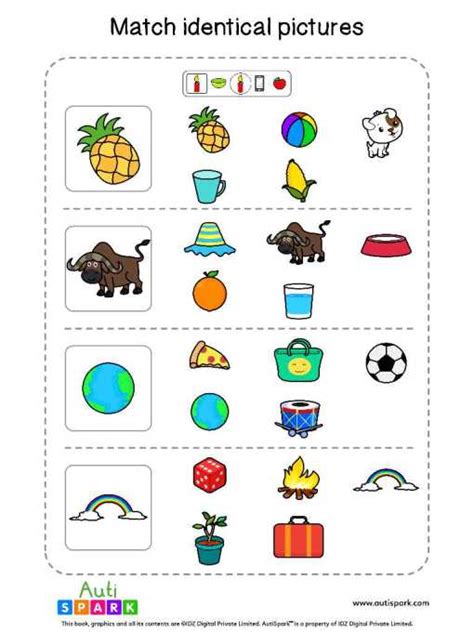 Free Picture Matching Worksheet Match Associated Pictures 1 Autispark