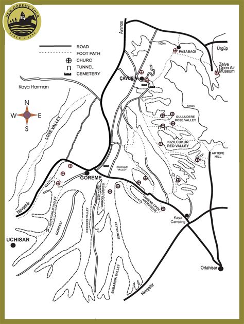 Карта каппадокии с достопримечательностями и маршрутами