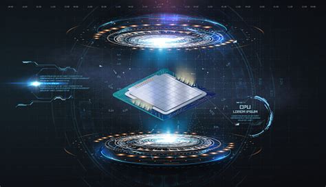 미래의 마이크로 칩의 미래 투영 웹 설계를 위한 cpu의 3d 클로즈업 통합 통신 프로세서 회로 기판 및 프로세서개념 cpu