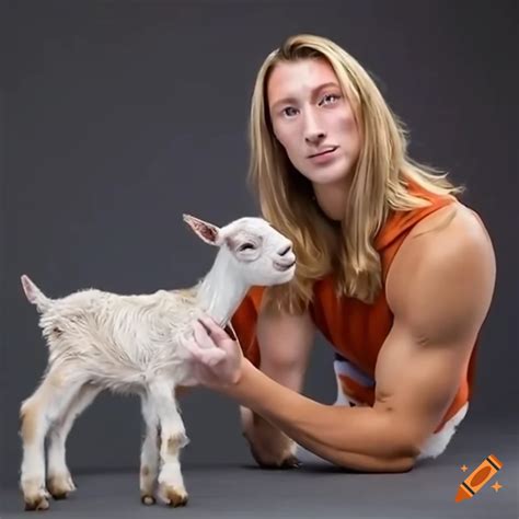 Trevor Lawrence Bonding With A Cute Baby Goat On Craiyon