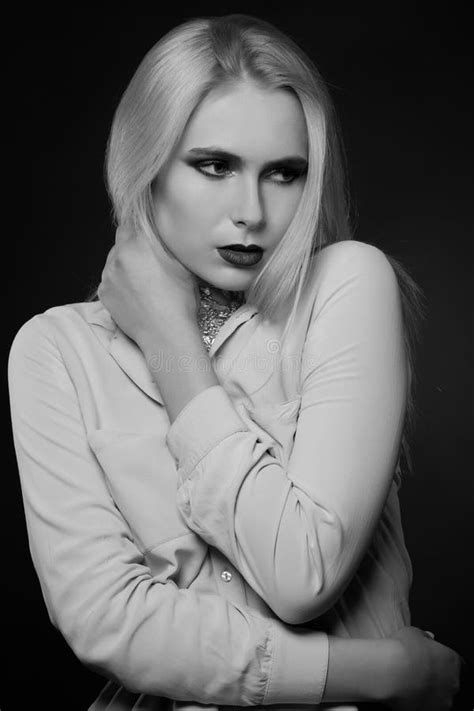 Seductive Blond Model Posing With Foil On Her Neck Stock Image Image