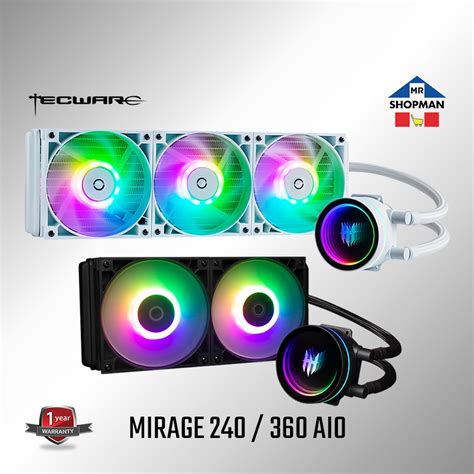Tecware Mirage 240 360 Black White Aio Argb Liquid Cooler Shopee