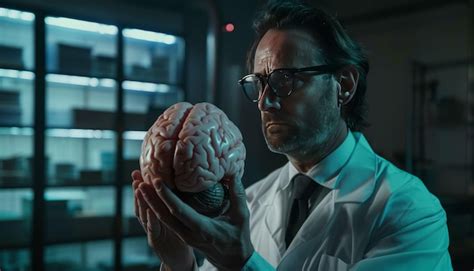 Scientist Examining A Human Brain In A Laboratory Premium Ai