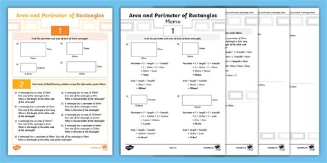 area and perimeter of rectangles worksheet twinkl za