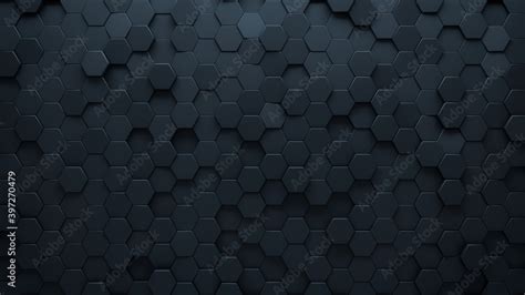 Futuristic High Tech Dark Background With A Hexagonal Cellular Structure Wall Texture With A