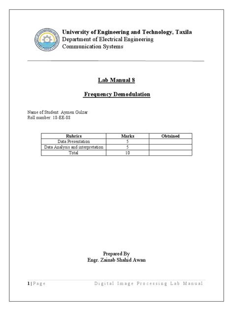 Department Of Electrical Engineering Communication Systems Pdf Detector Radio Electrical